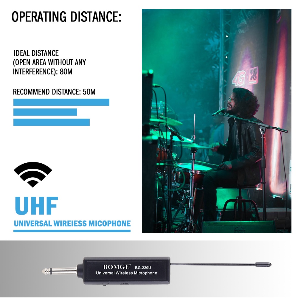 Bomge Uhf ไมโครโฟนคาราโอเกะไร้สาย 2 ไมโครโฟนสําหรับร้องคาราโอเกะแบบไร้สาย - w8z66pyqfy - ThaiPick
