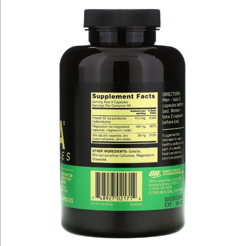 Optimum Nutrition ZMA 180 Capsules - genuine_vitamins - ThaiPick