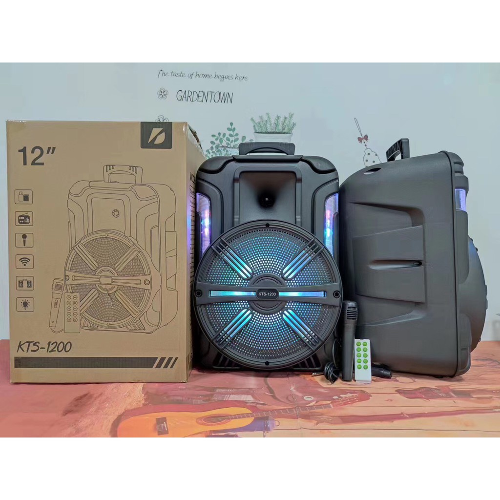ลําโพงดอก12นิ้วตัวใหญ่ ลำโพงบลูทูธ kts-1200 ไฟ LED ปรับ BassTrebleEcho มีช่องเสียบไมค์(แถมไมค์ ...