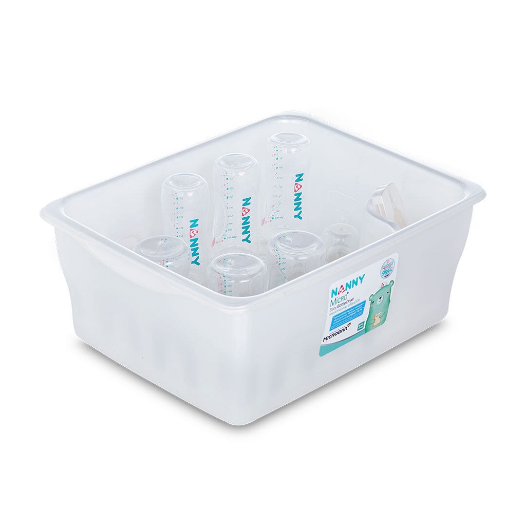 Nanny Micro+ กล่องเก็บขวดนม ที่ตากขวดนม พร้อมฝาปิด มี Microban ป้องกัน ...