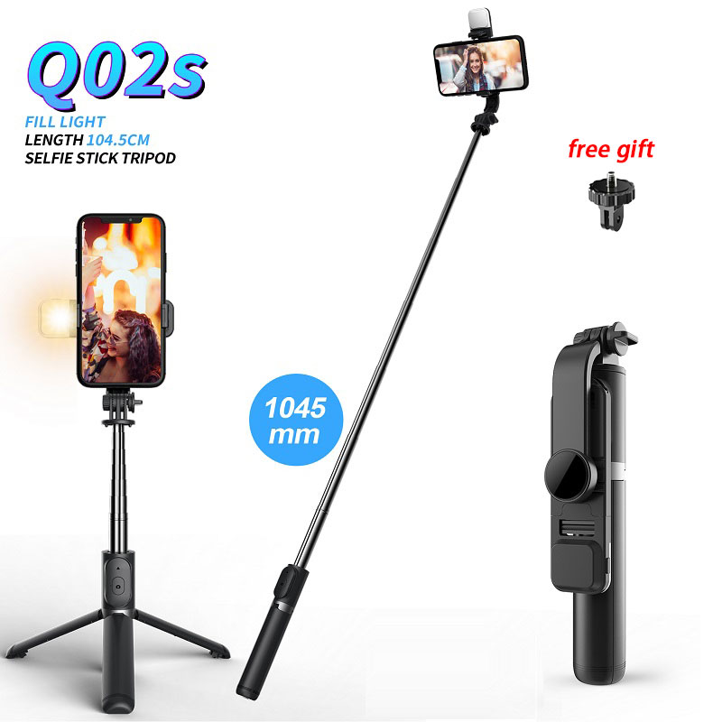 Q02S Bluetooth Selfie Stick Tripod with Remote Shutter Foldable ...