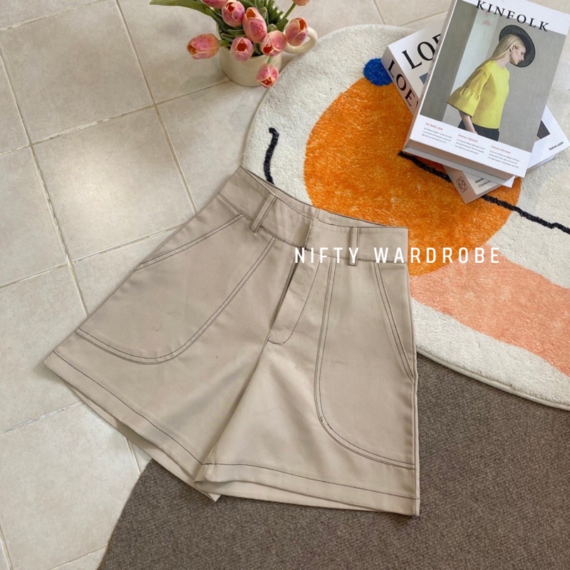 SHARON SHORTS กางเกงขาสั้น เอวสูง ปลายขากว้าง ผ้าลูน่า ใส่สบาย จัดเลย ...