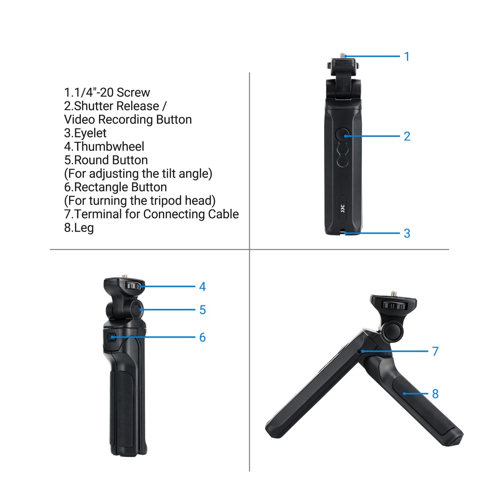 JJC รีโมทคอนโทรล Vlog ขาตั้งกล้องสำหรับ Fuji Fujifilm X-S10 X-Pro3 X100V X100F X-T30II X-T30 X ...