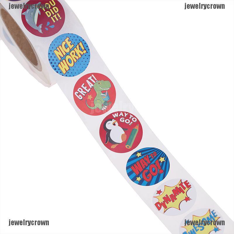 [Crown] 500PCS/Roll Nice Work Super Job Stickers Stationery Sticker ...