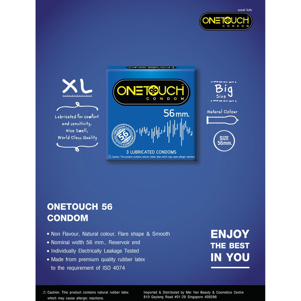 กล่อง touch Onetouch 56 (บรรจุ 3 ชิ้น/กล่อง) [3 กล่อง] วันทัช 56 ถุงยางอนามัย ขนาด 56 มม. ผิว ...