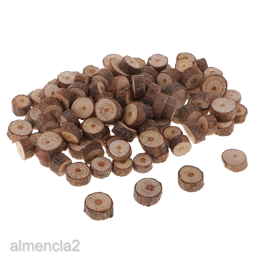 100 mini natural wood slices, wood slabs, rustic tree bark, wood branch ...