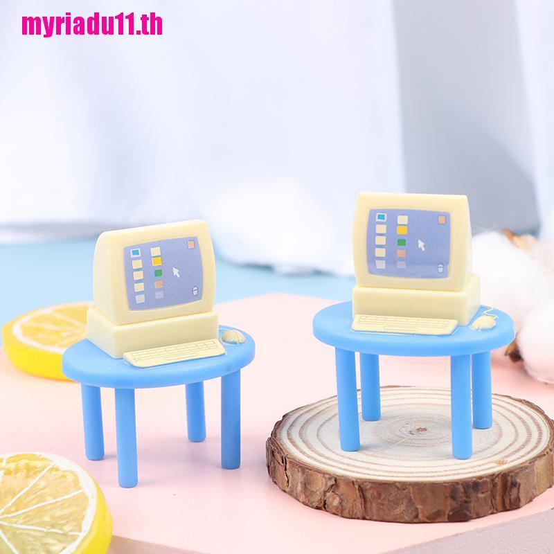 【Mrth】Dollhouse Miniature Desktop Computer Desk w/ Mouse and Keyboard ...