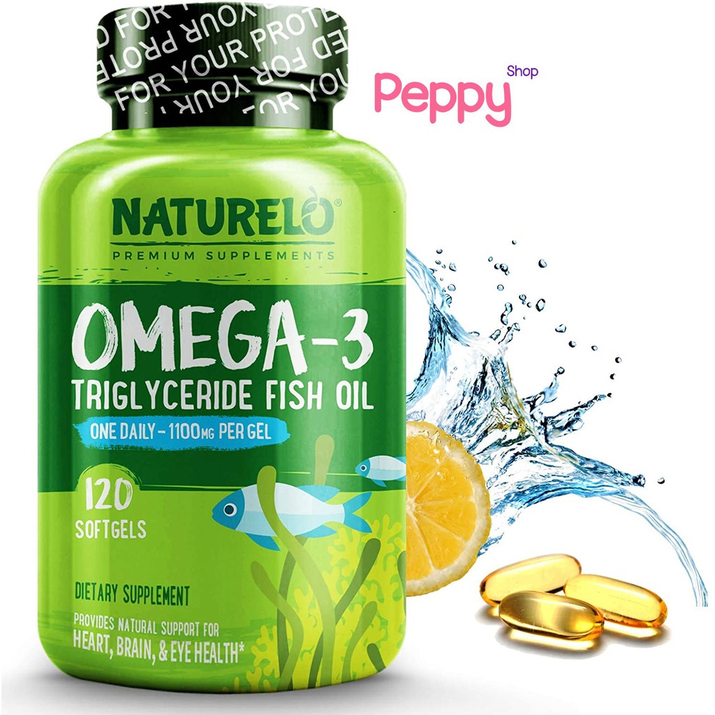 NATURELO Omega-3 Triglyceride Fish Oil 1100 mg 120 Softgels โอเมก้า 3 ...