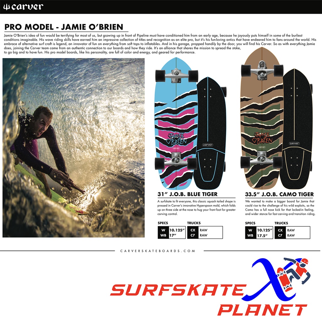 Carver 2022 Pro Model JOB JAMIE OBRIEN Series - Surfskate Planet X ...