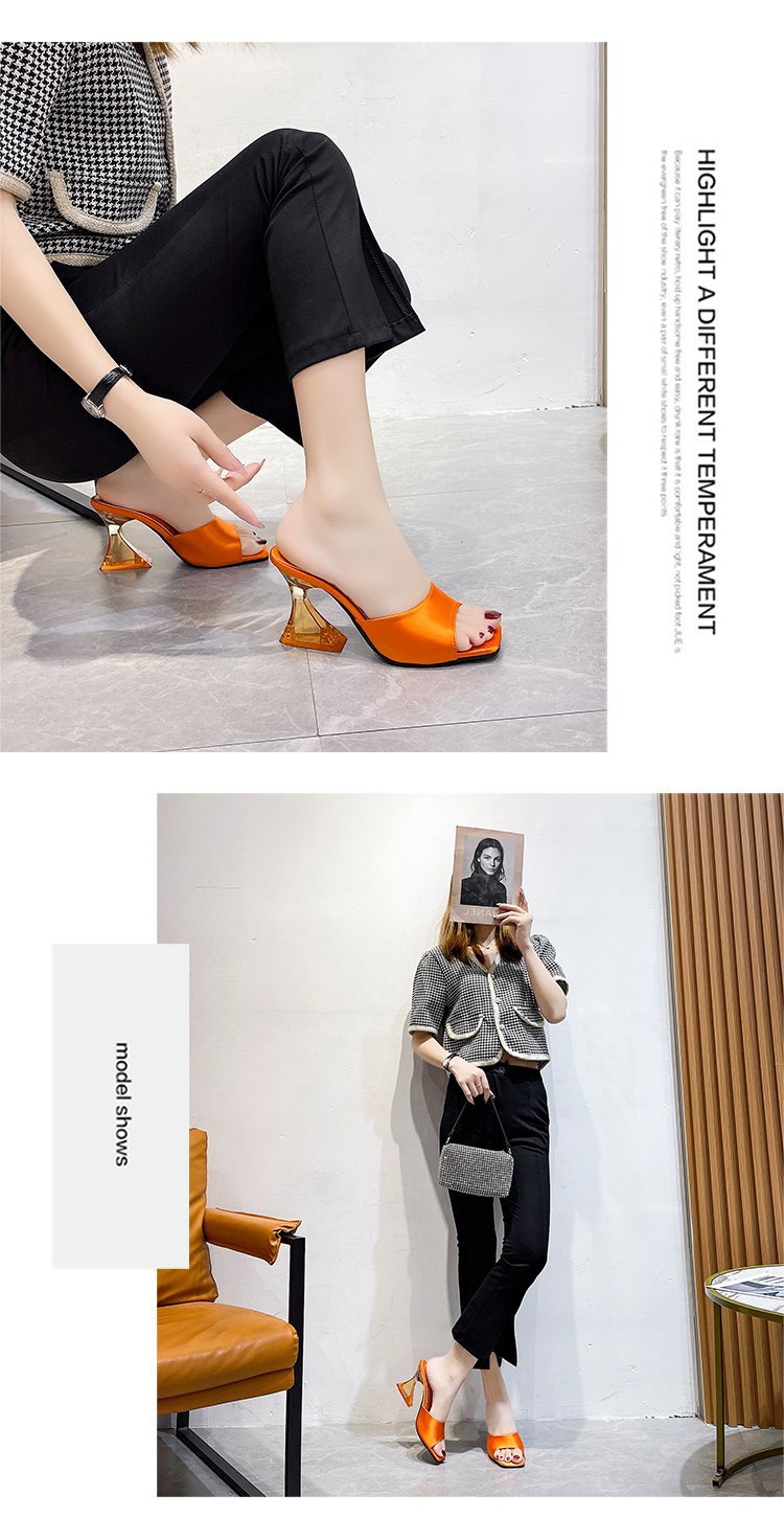 รองเท้าส้นสูง หัวเหลี่ยม ประดับคริสตัล ขนาดใหญ่ เบอร์ 36-43 | Shopee Thailand