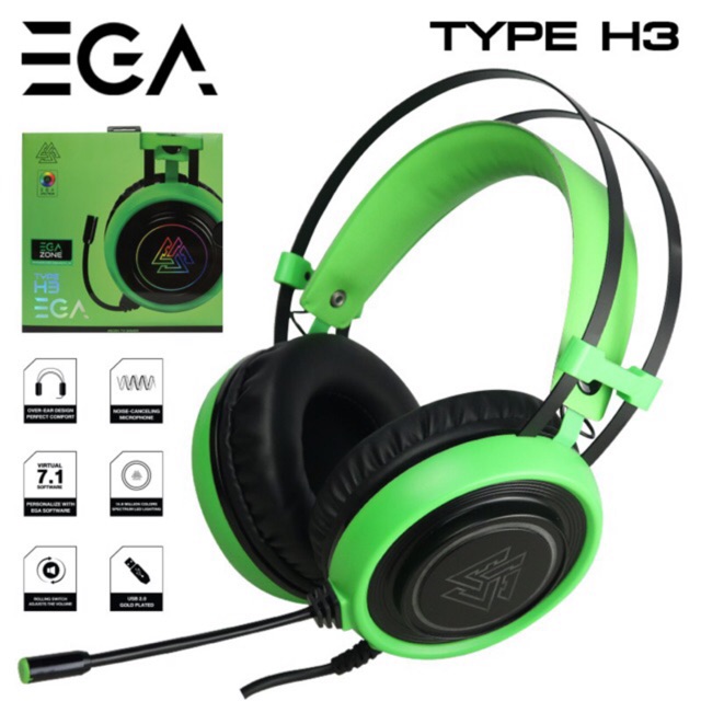 EGA "TYPE H3" หูฟังเกมส์มิ่ง USB 7.1 Surround Sound RGB GAMING HEADSET ...