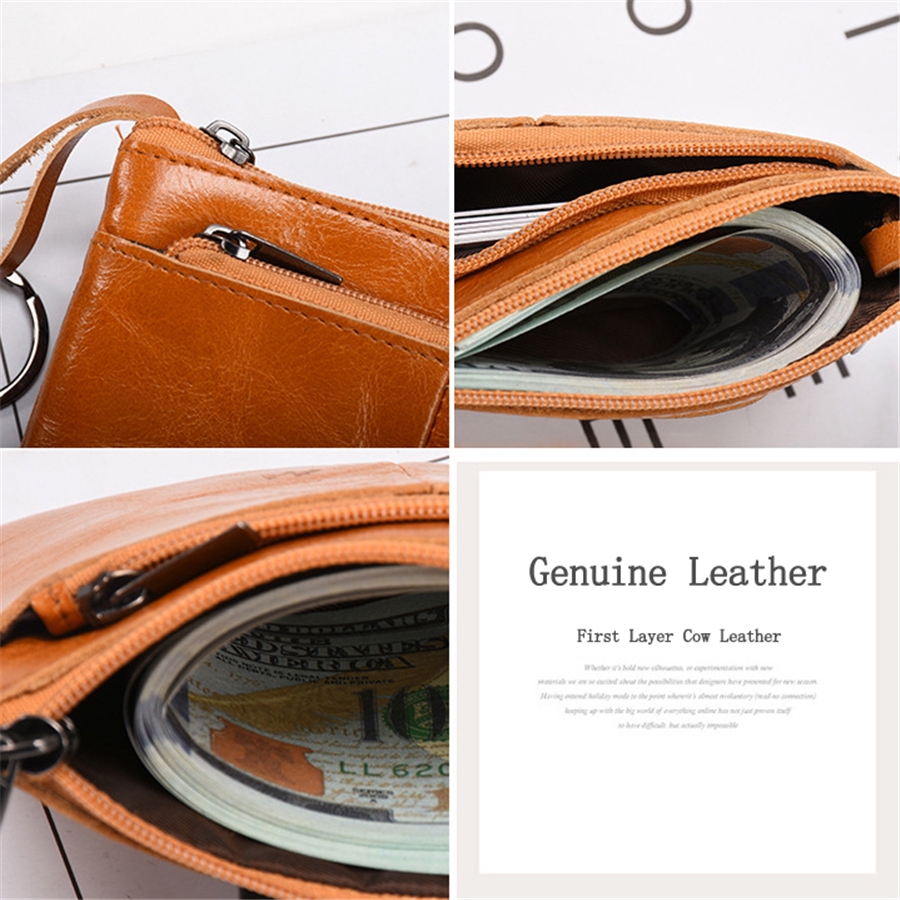 Mini Purse for Men Wallet Women Genuine Leather Zipper Vintage Short ...
