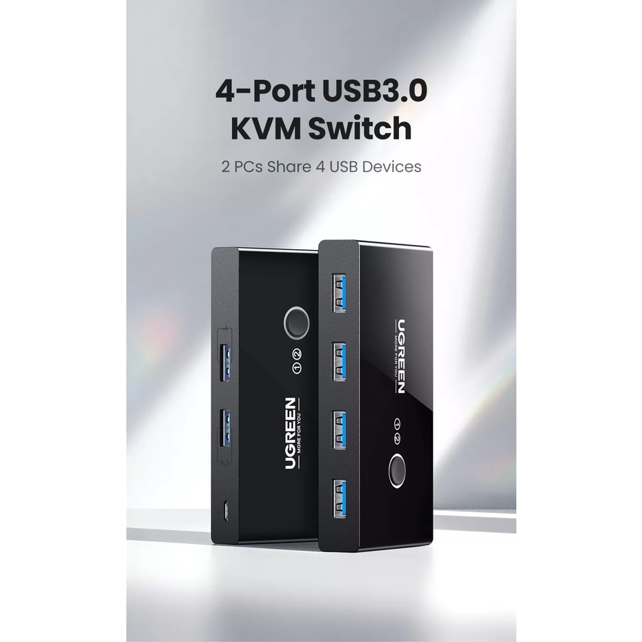 UGREEN(30768) USB Switch Selector, 2 Computers Sharing 4 USB Devices USB 2.0 Peripheral Switcher ...