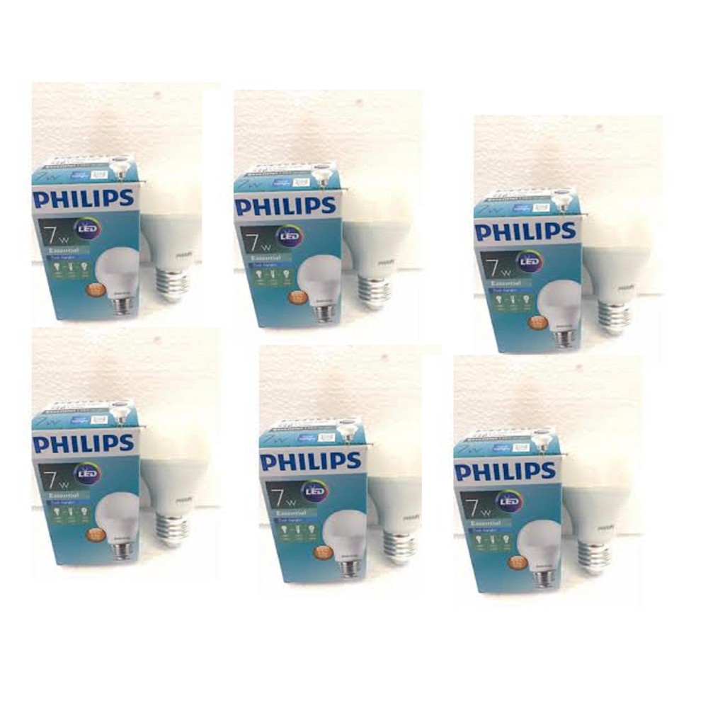 Philips หลอดไฟ LED Bulb 7W Essential Cool Daylight แสงขาวเดย์ไลท์ ขั้วเกลียว E27( 6หลอด ...