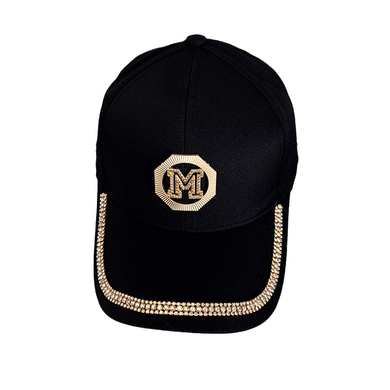 2021 Fashion Hot Sale Rhinestone Letter M Baseball Cap Female Solid ...
