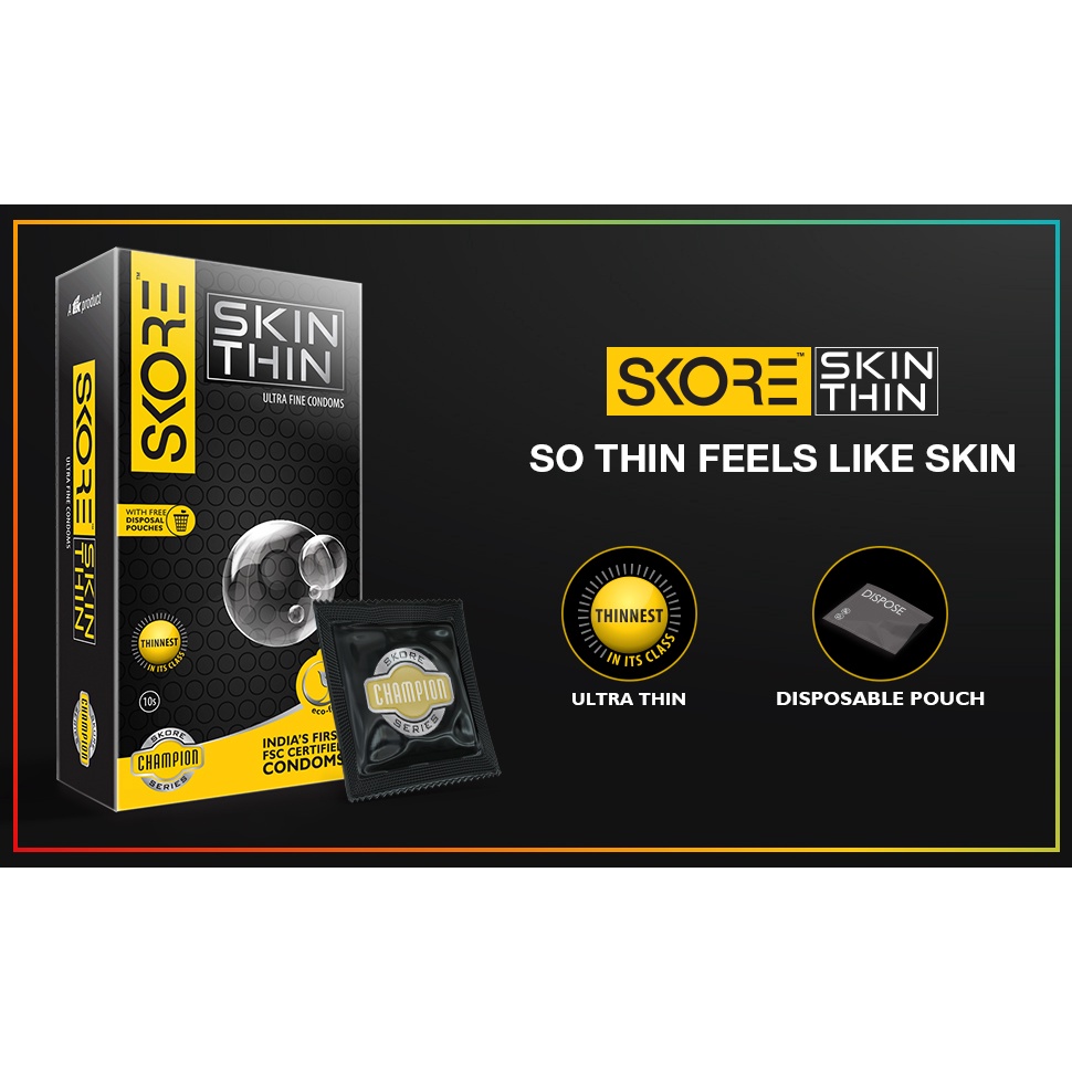 ถุงยางอนามัย Skore แบบบาง ชะลอการหลั่ง และ ซิกแซก Skore Skin thin ...
