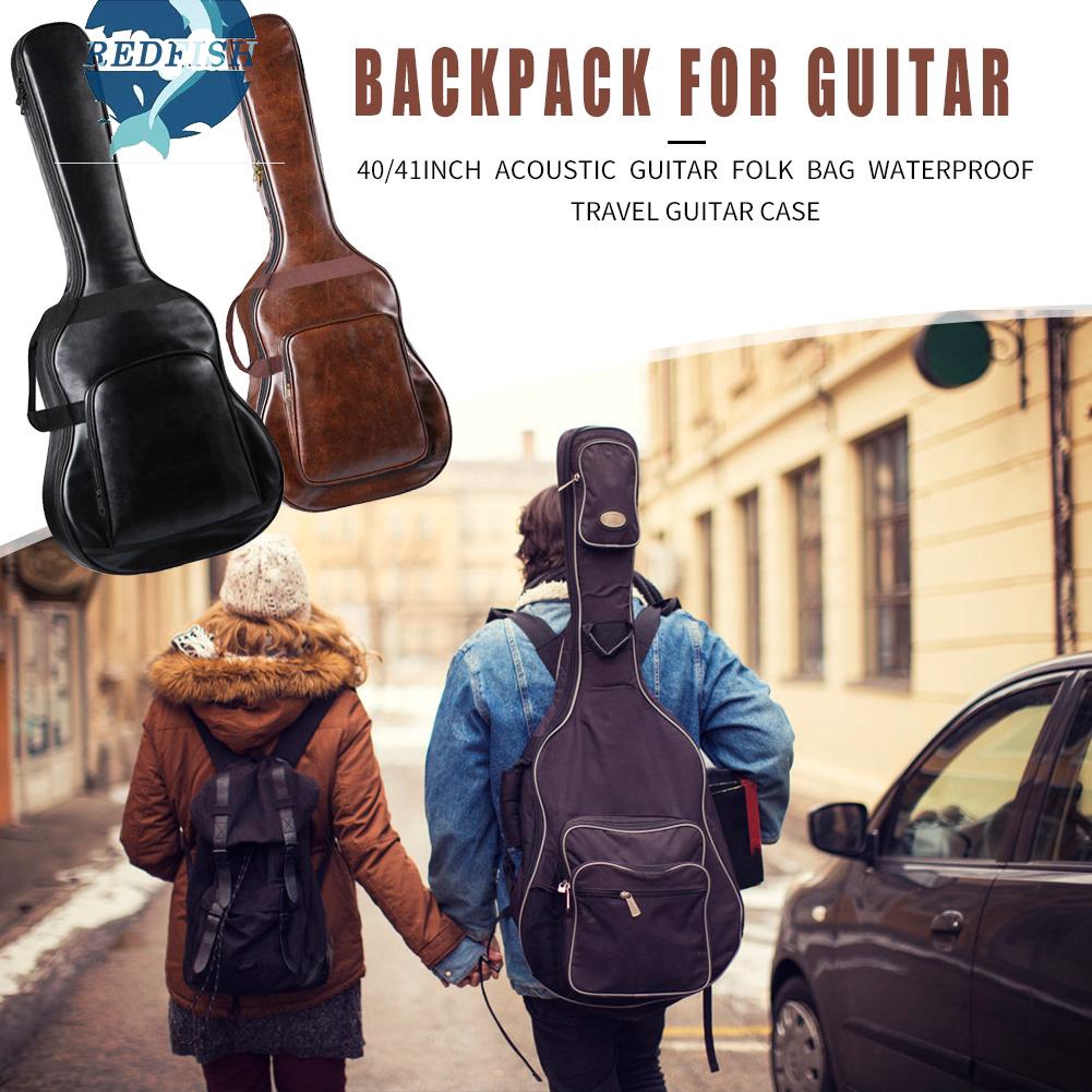 REDFISH PU Leather Guitar Bag Portable Waterproof Acoustic Folk Guitar ...