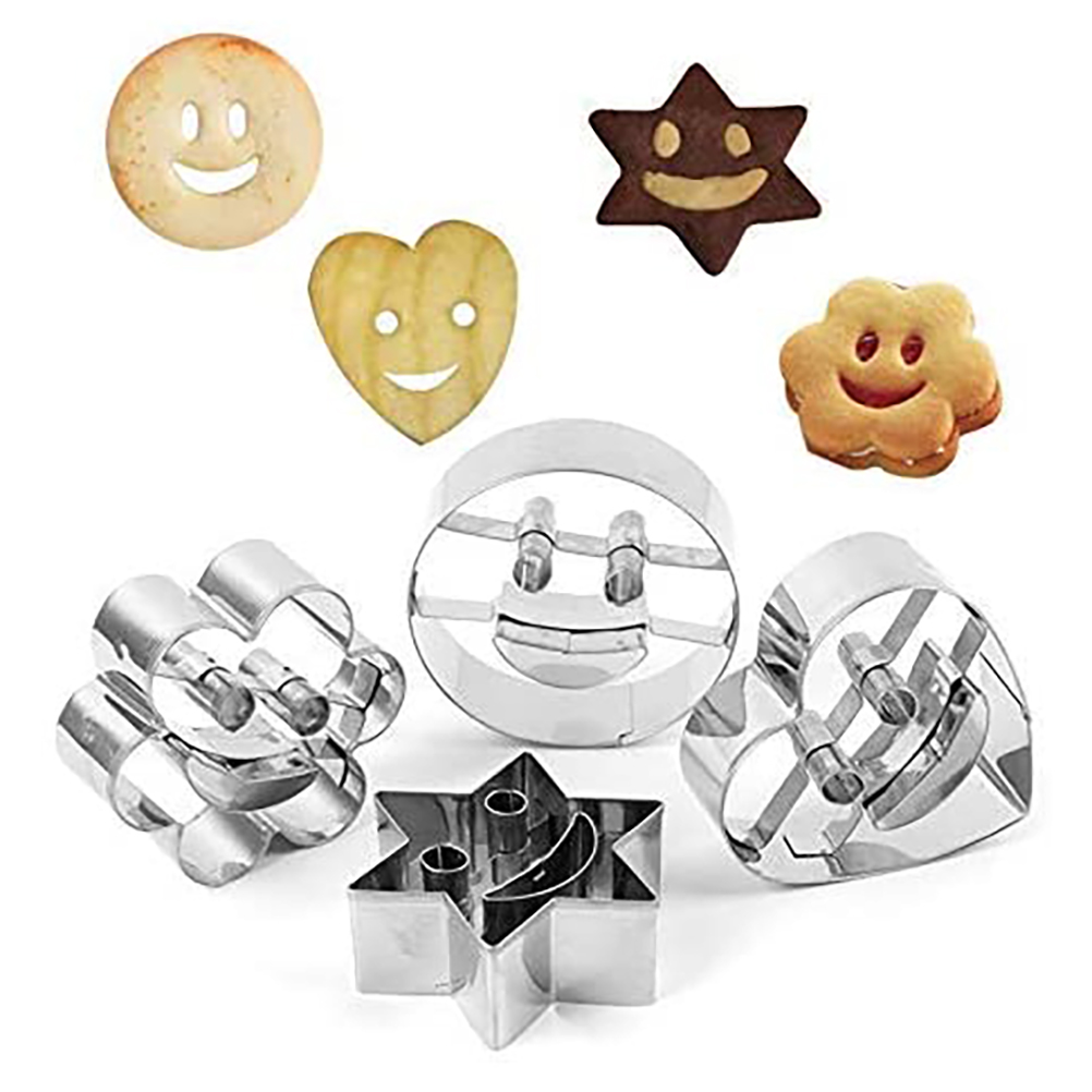 4pcs Smiley Cookie Cutter Stainless Steel Cookie Biscuit Cutters Baking ...
