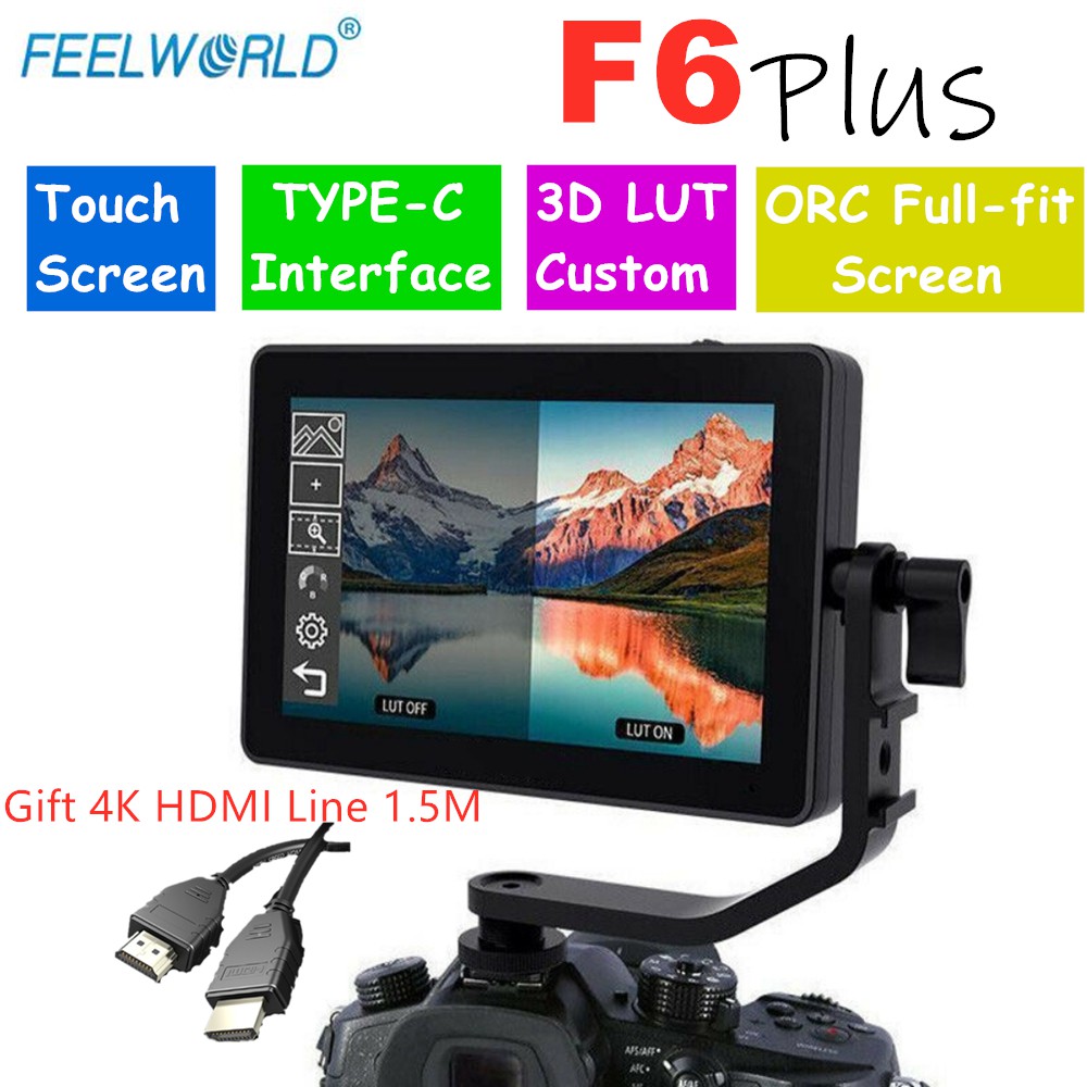 Feelworld F6 PLUS 5.5 นิ้วจอภาพ IPS ถ่ายภาพ HDMI 4K 3Dlut สัมผัส ...