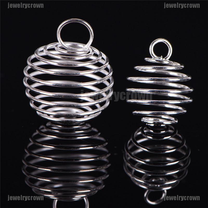 Jeweლ 30PCSSet Spiral Bead Cages Pendants Silver Plated Craft Jewelry Making DIY Gift ლlry ...