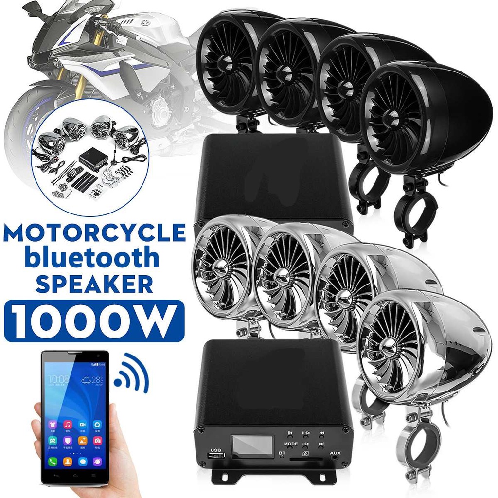 1000W Audio ATV UTV Music MP3 4Channel Amplifier Speakers Bluetooth AUX ...