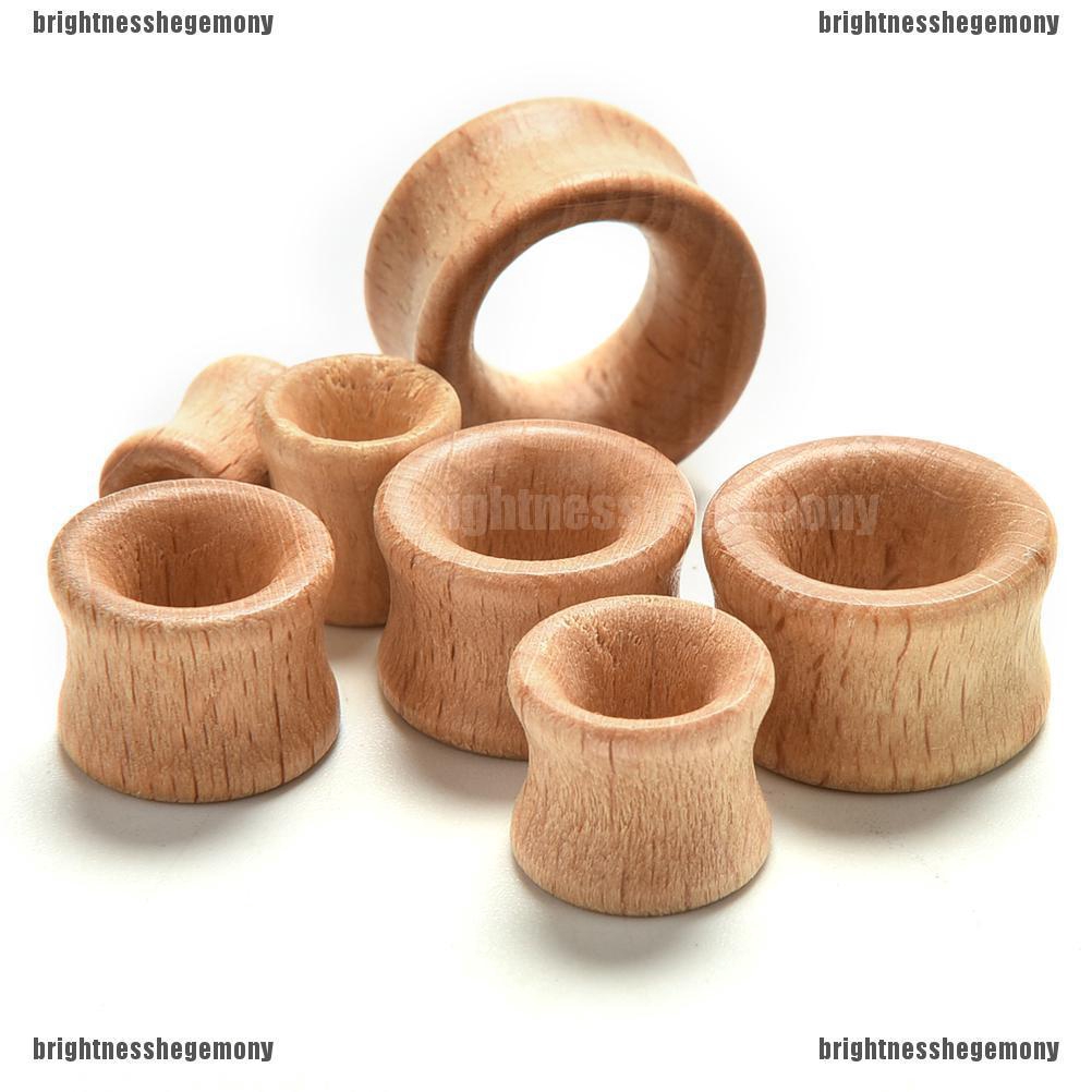 (BRS) Flower Wood Ear Plugs Flesh Tunnels Gauges Organic Double Flared ...