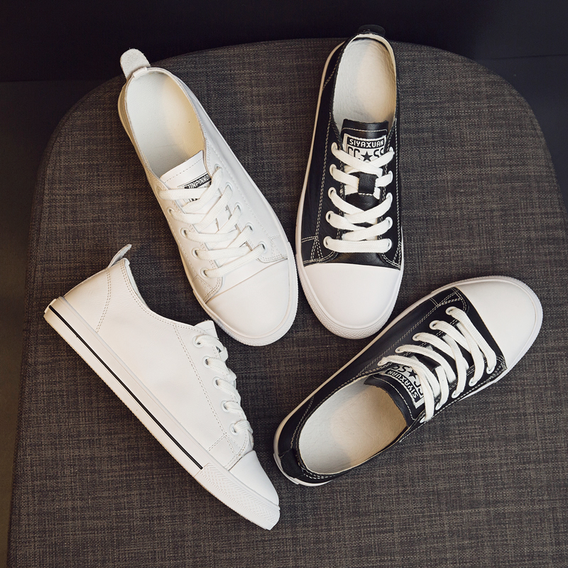 Leather small white shoes 2020 versatile basic net red women's shoes ...