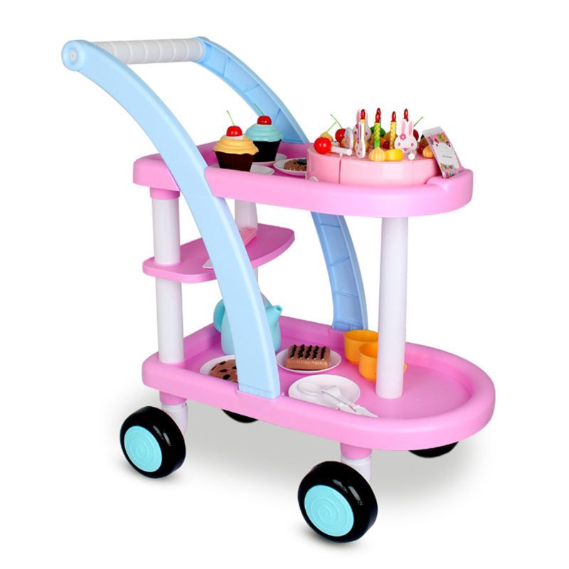 king Pretend Birthday Cake Trolley for Kids Funny Role Play Playset for ...