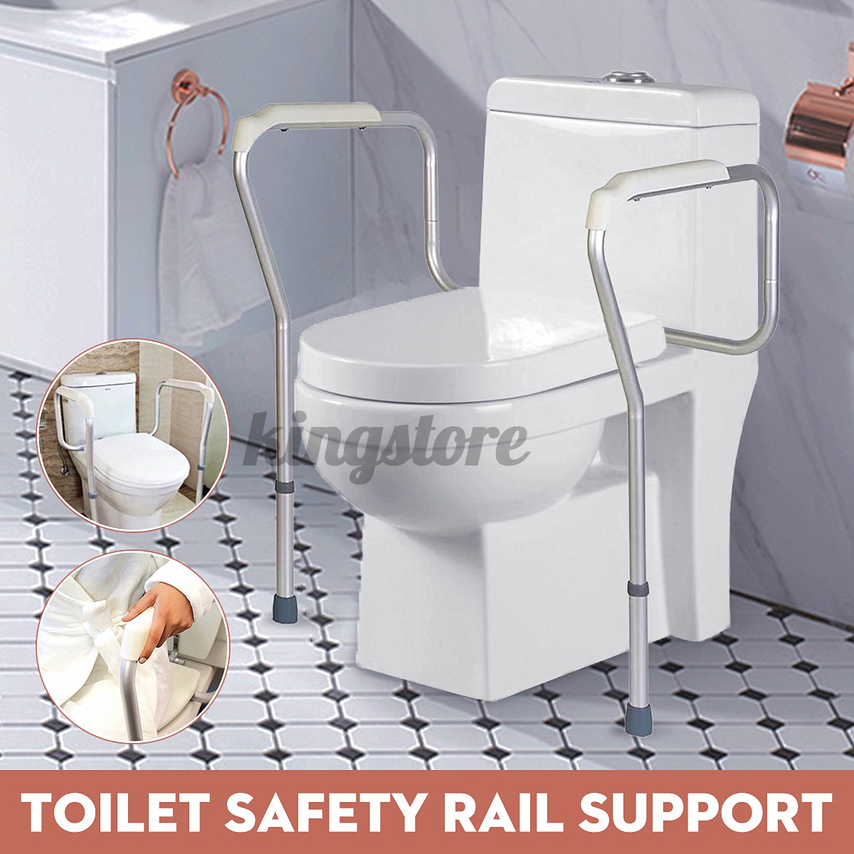 Toilet Safety Rails Frame Support Toilet armrest shelf Toilet booster ...