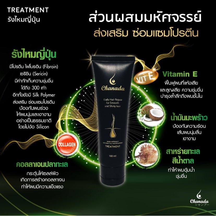 Chanada ทรีทเม้นต์รังไหมญี่ปุ่น สูตรพรีเมี่ยม ส่งเสริมซ่อมแซมโปรตีน ...