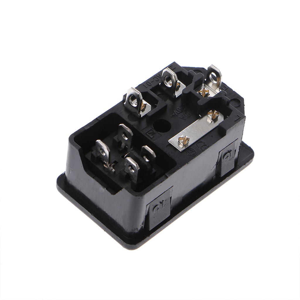 6A 250V 10A 125V SPST Rocker Switch 3 Pin IEC320 C14 Inlet Module Plug ...