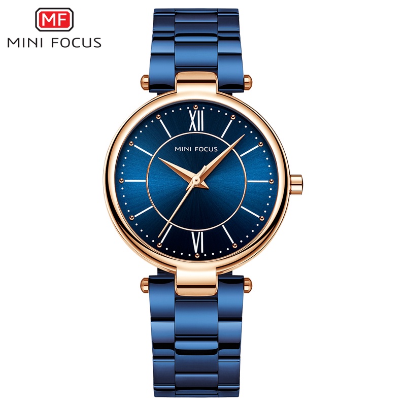 MINI FOCUS Women Watches Waterproof Blue Stainless Steel Brand Luxury ...