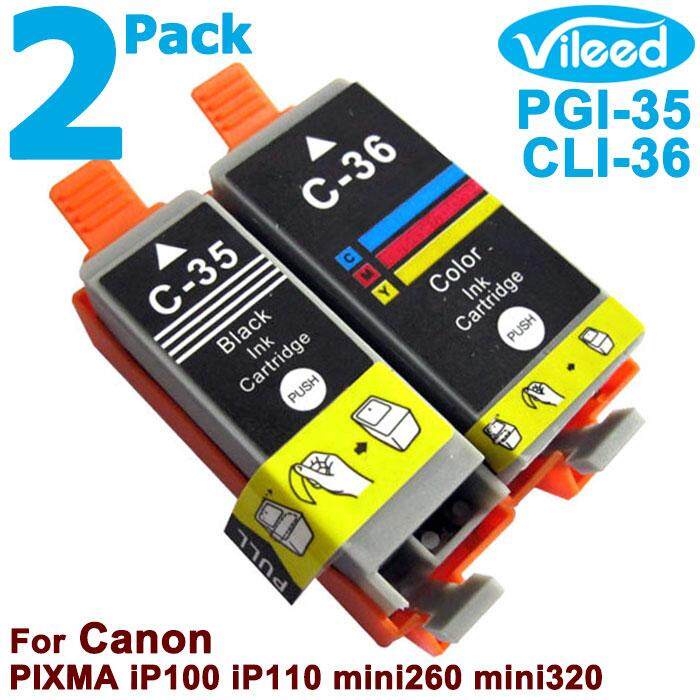 2 Pack PGI-35 BK CLI-36 C Ink for Canon Full Combo Set Print Cartridge ...