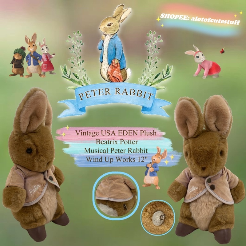 กล่องดนตรีตุ๊กตาปีเตอร์แรบบิท งานเก่า หายาก Vintage USA EDEN Plush ...