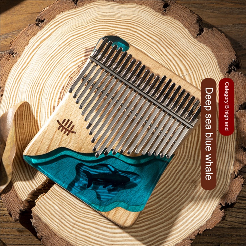 New 21 Keys Kalimba Epoxy Resin Thumb Piano Blue Ocean Whale Dolphin ...