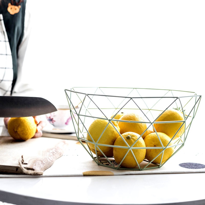Iron Wire Fruit Bowl Countertops Round Storage Frame Basket - dreamedge ...