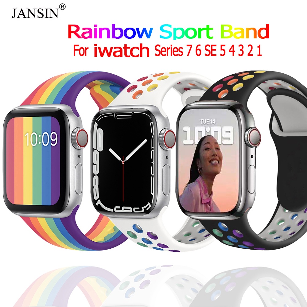 สายนาฬิกาข้อมือซิลิโคน สําหรับ iwatch series 7 45 มม 41มม 38มม 40มม 42 ...