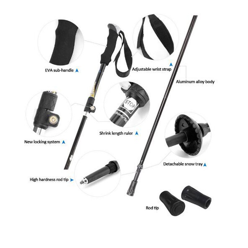 New Folding Aluminum Alloy Trekking Poles Ultralight Collapsible ...
