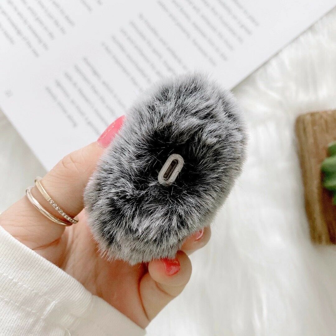ღღCute Soft Fluffy Plush Rabbit Ears Case for Apple Airpods Silicone ...