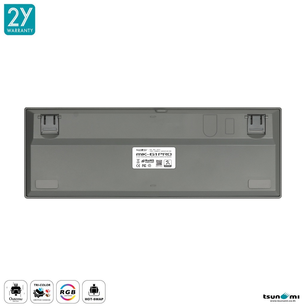 Tsunami Outemu MK-61 Pro (เทาเข้ม) Hotswappable Type-C Macro Software ...