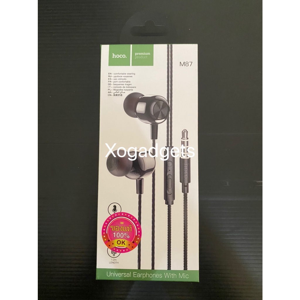 HOCO M87 String wired earphones with microphone หูฟัง หูฟังมีสาย หูฟัง ...