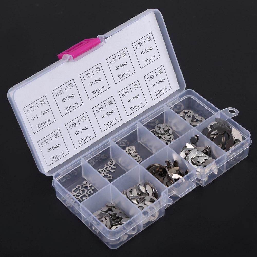E-Clip Assortment Set 200PCS Eclip Retaining Ring Fastener Kit ...