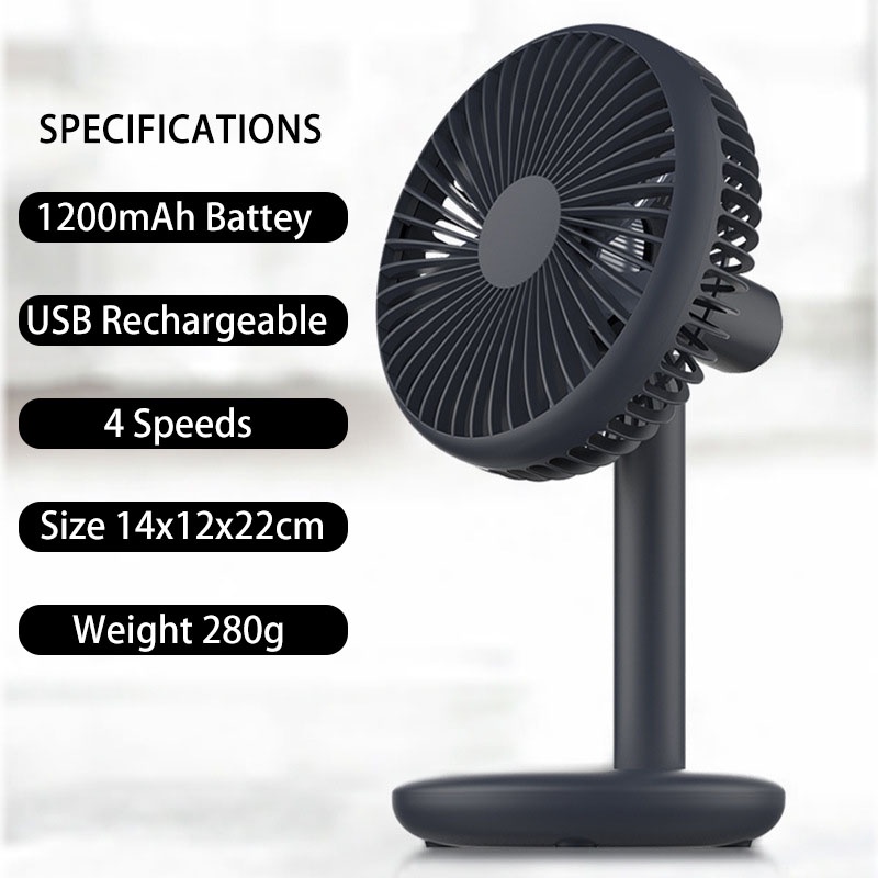 Small Room Air Cooling Fan with Battery 4 Speeds Portable USB Mini ...