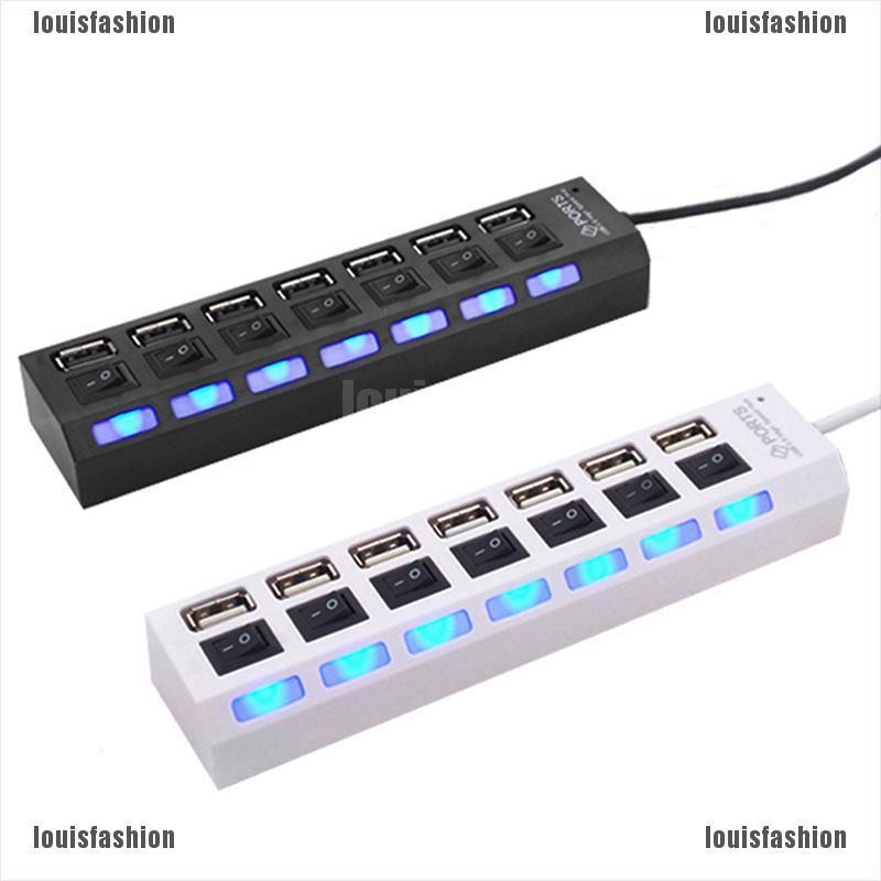 ( Louisfashion ) อะแดปเตอร์ 7 พอร์ต Usb 2 . 0 Hub Ac Power Adapter On ...