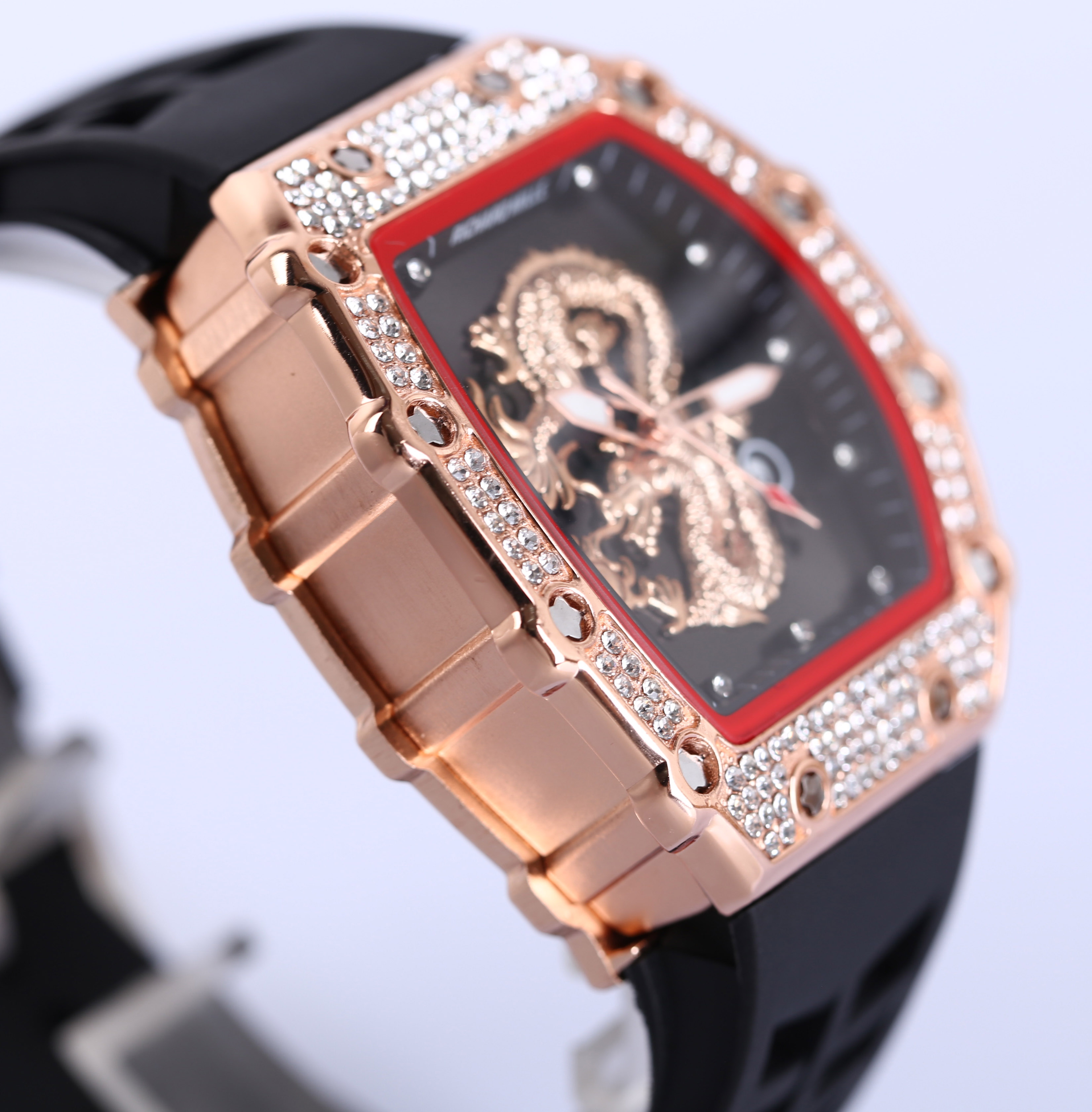 RM Men's Quartz Diamond Watch 3D Dragon 3D Panda Sculpture Fashion ...