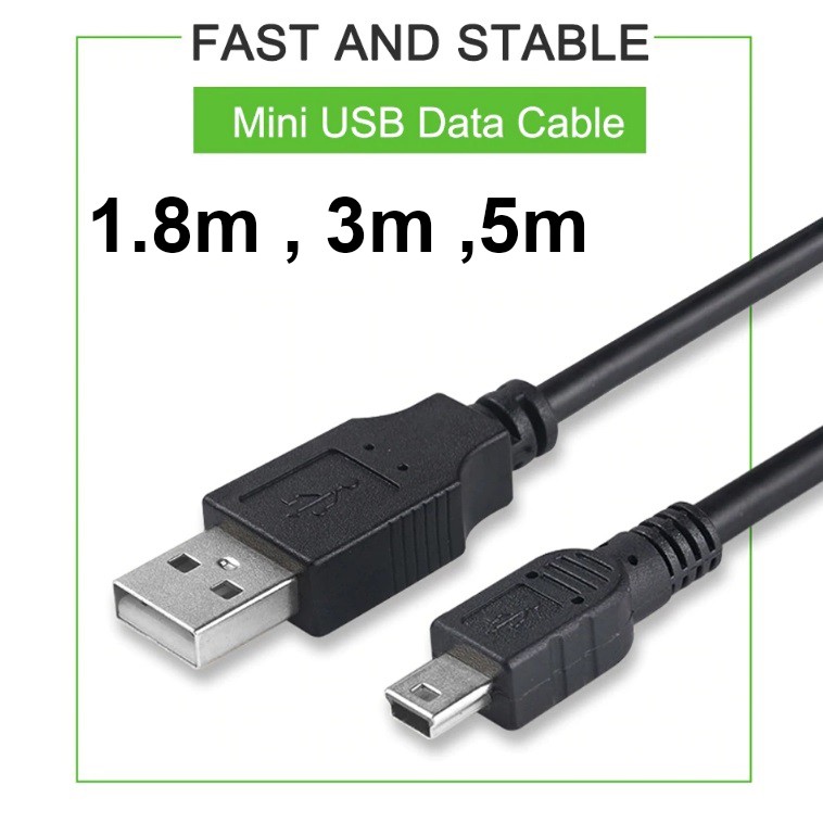 สาย Mini USB 2.0 Cable 5Pin Mini USB to USB Fast Data Charger Cables ...