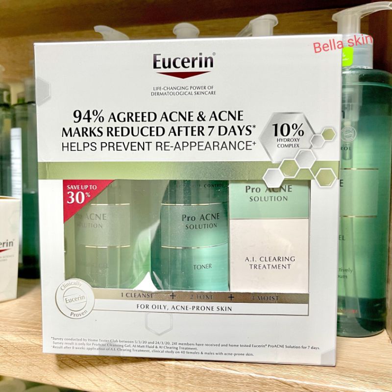 Exp.2023] Eucerin pro acne gift set [cleansing gel + toner +Day matt ...