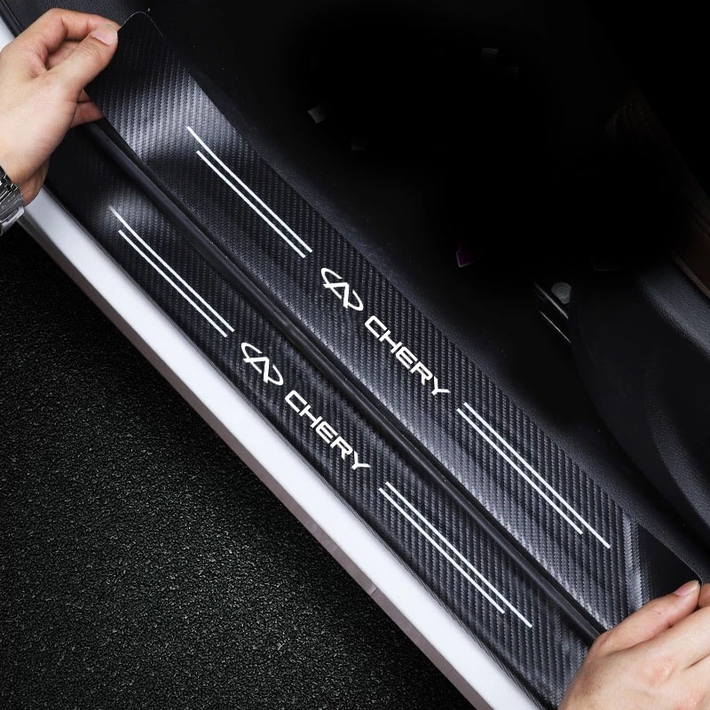 รถแถบเกณฑ์Car Door Sill Carbon Fiber Sticker Car Trunk Rear Guard Bumer ...