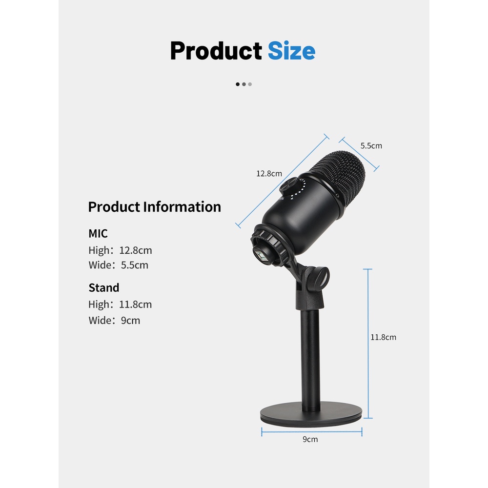 BYARMEE USB Condenser Microphone Game Professional PC Computer Studio ...