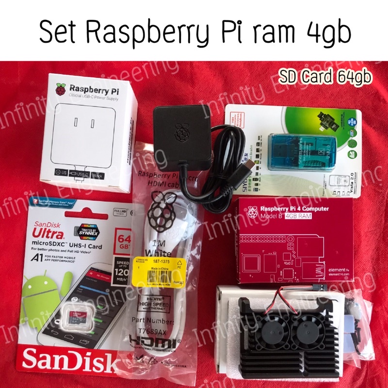 [พร้อมส่ง] Raspberry Pi 4 Model B (4GB) เซตพร้อมพัดลมระบายอากาศ+ SD ...